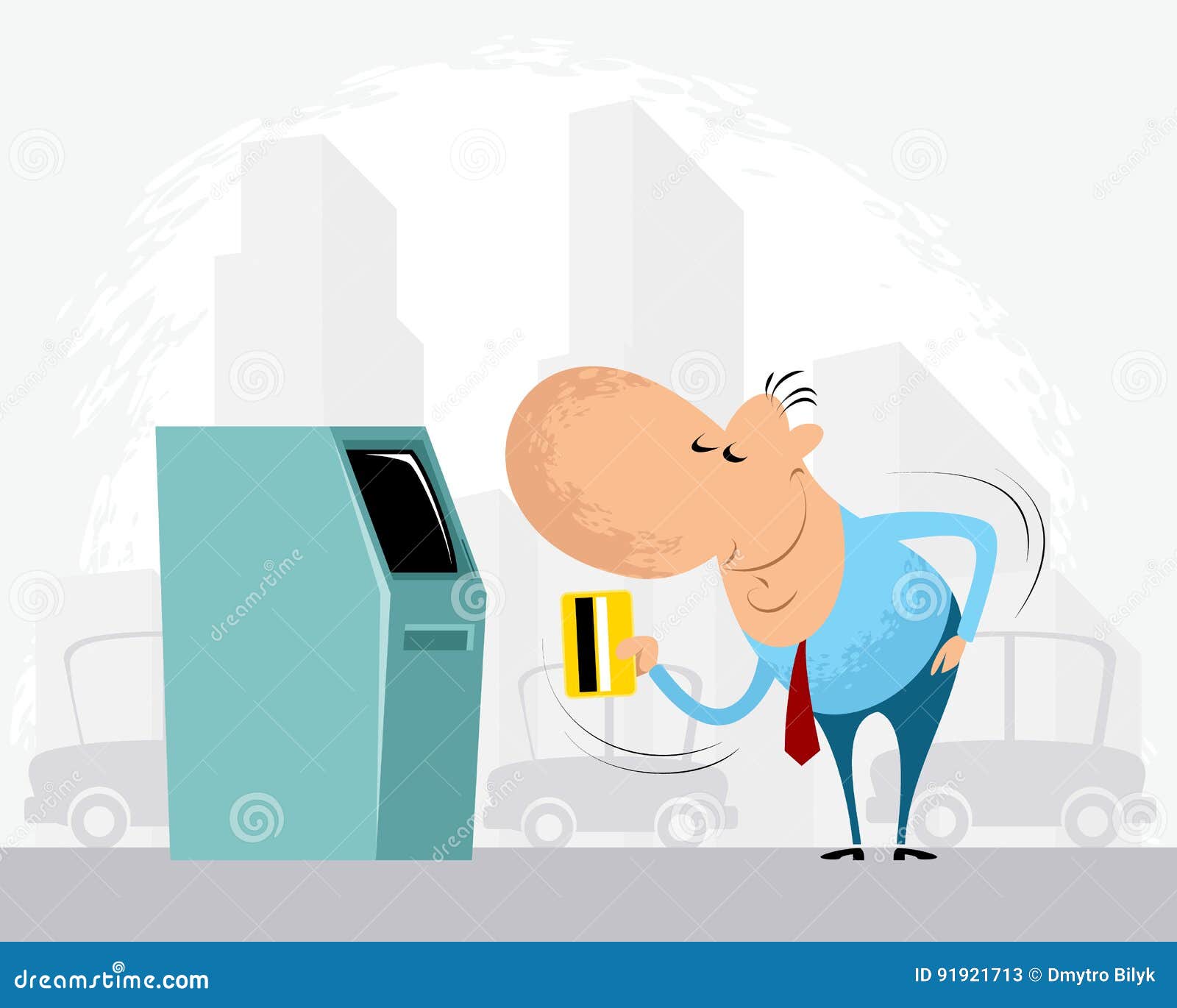 Man and cash machine stock vector. Illustration of finance - 91921713