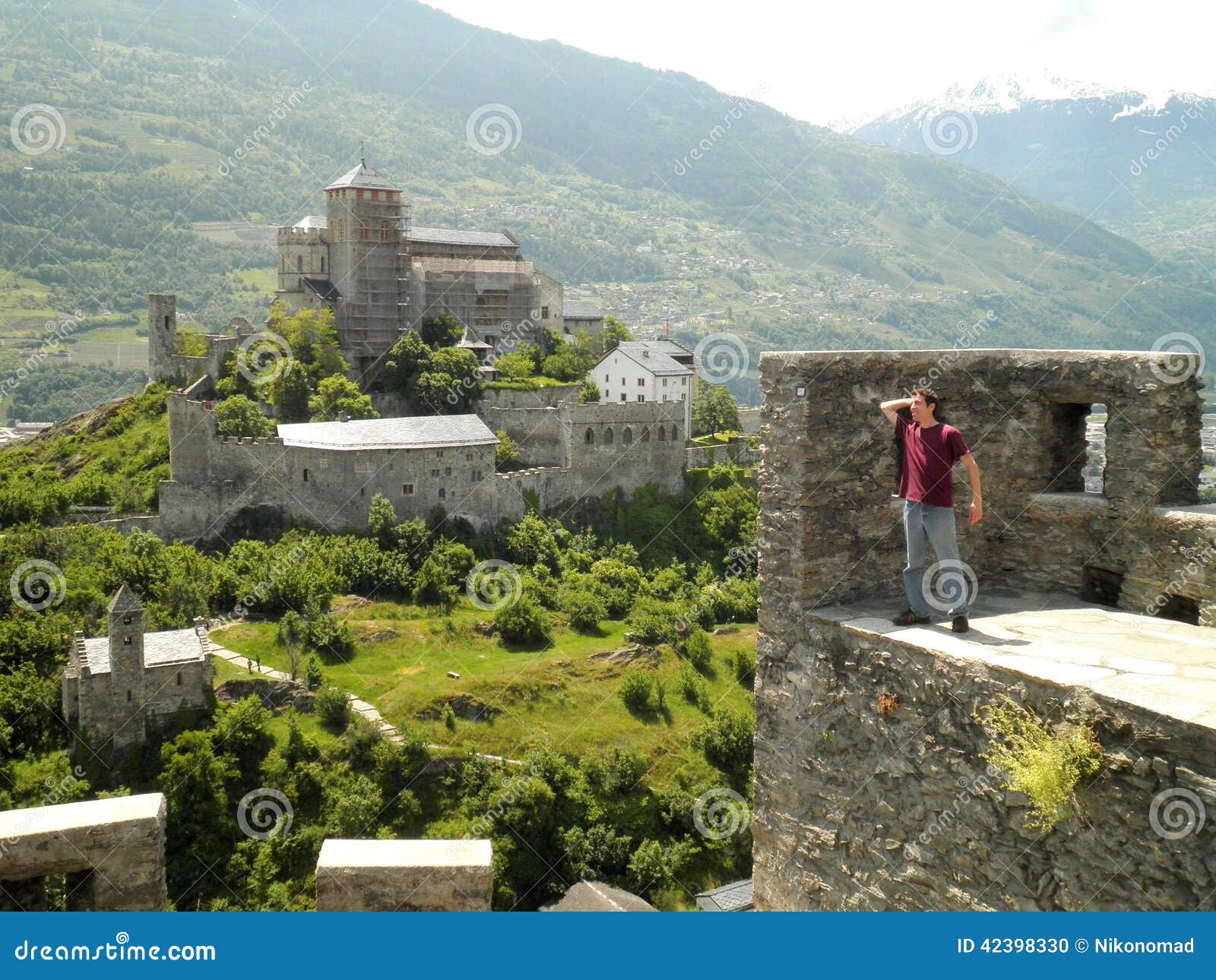 Man Castle Sion Switzerland Stock Photo - Image of forest, mountain ...