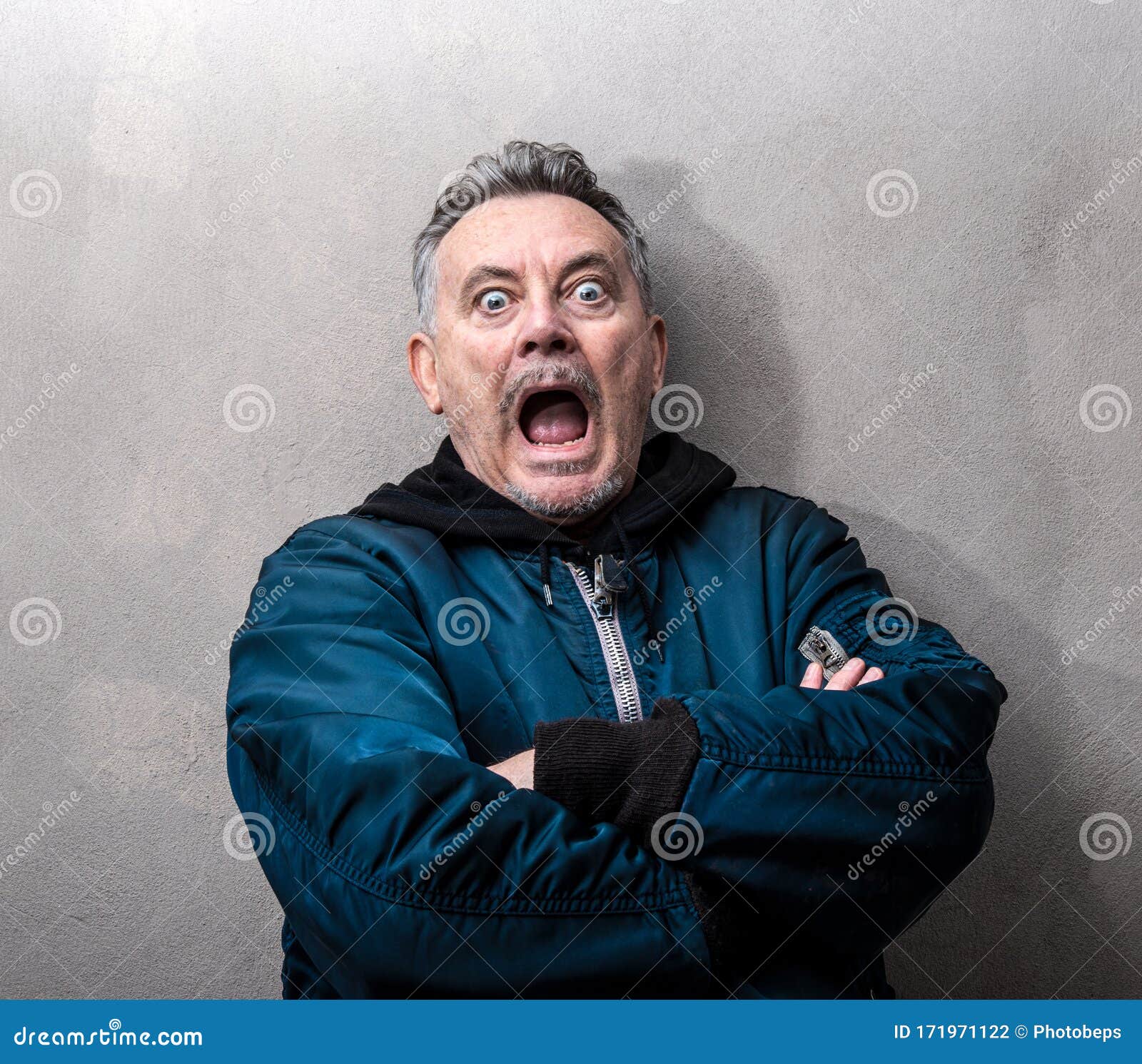 Man in Casual Clothing with a Terrified Look Stock Photo - Image of ...