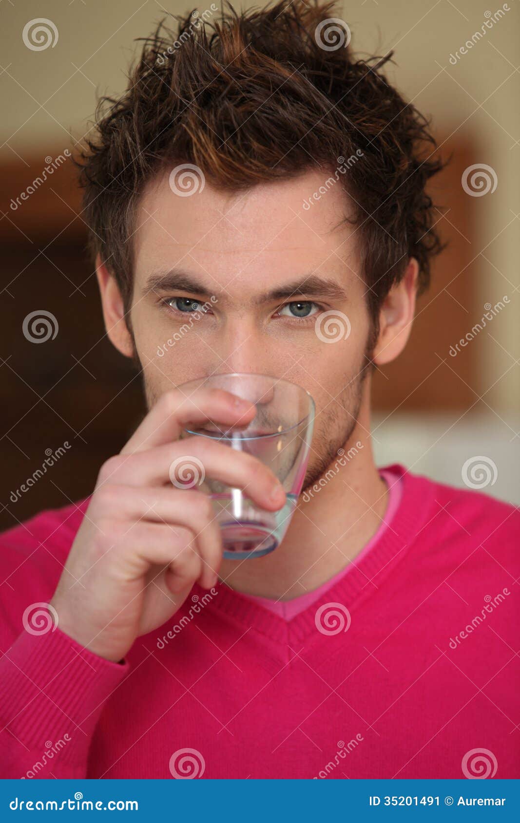 Man Casually Drinking Water Stock Image Image Of Diet Person 35201491