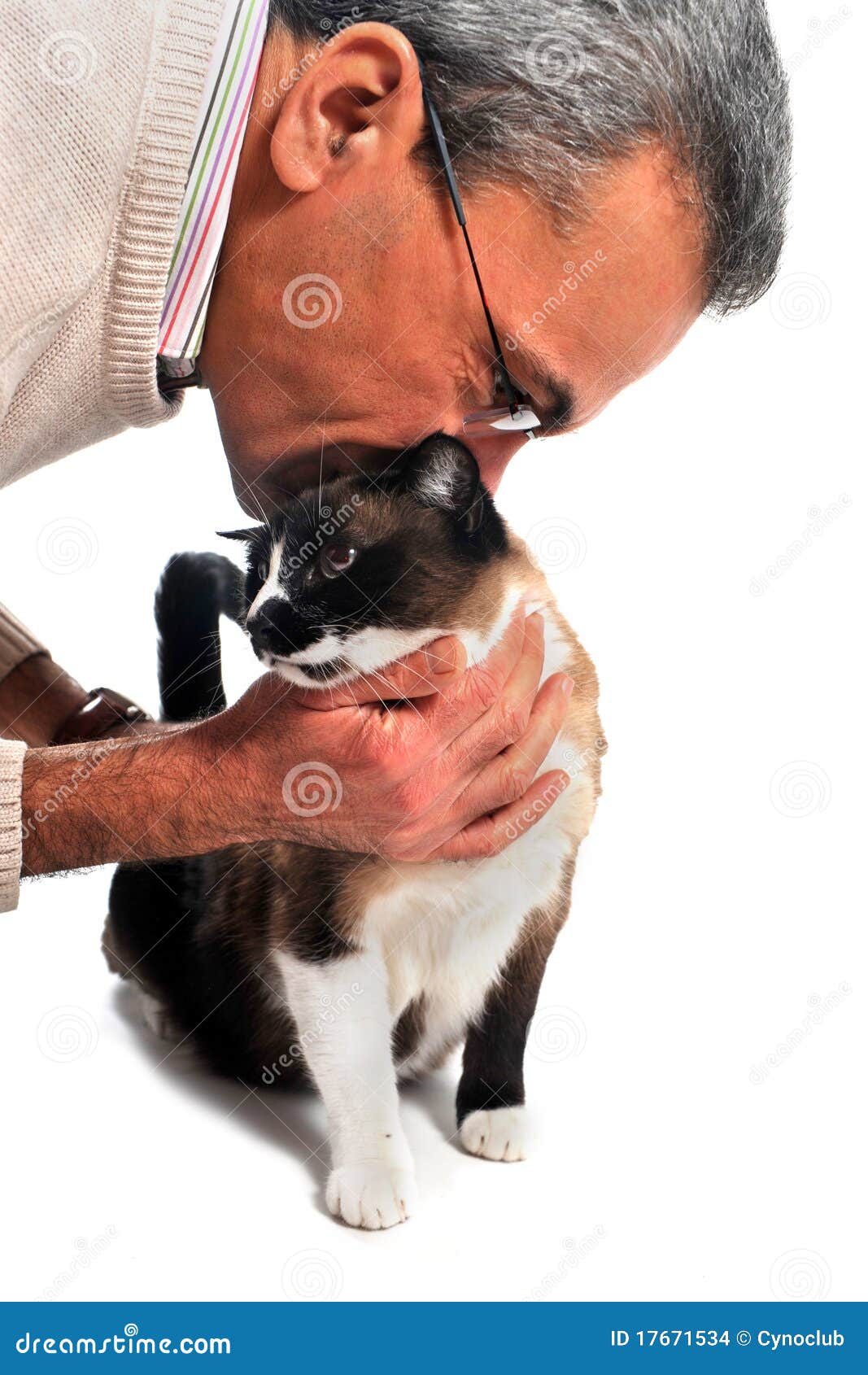 Man and cat stock photo. Image of white, studio, isolated - 17671534