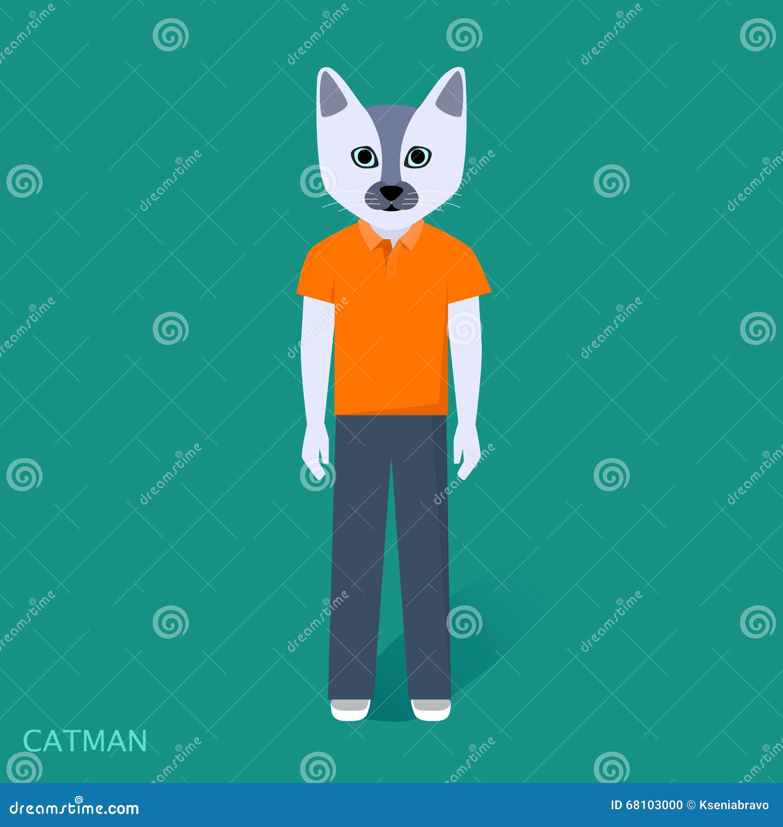 Catman In A Dress. The Human Body Is The Head Of Animal. Cartoon Vector ...