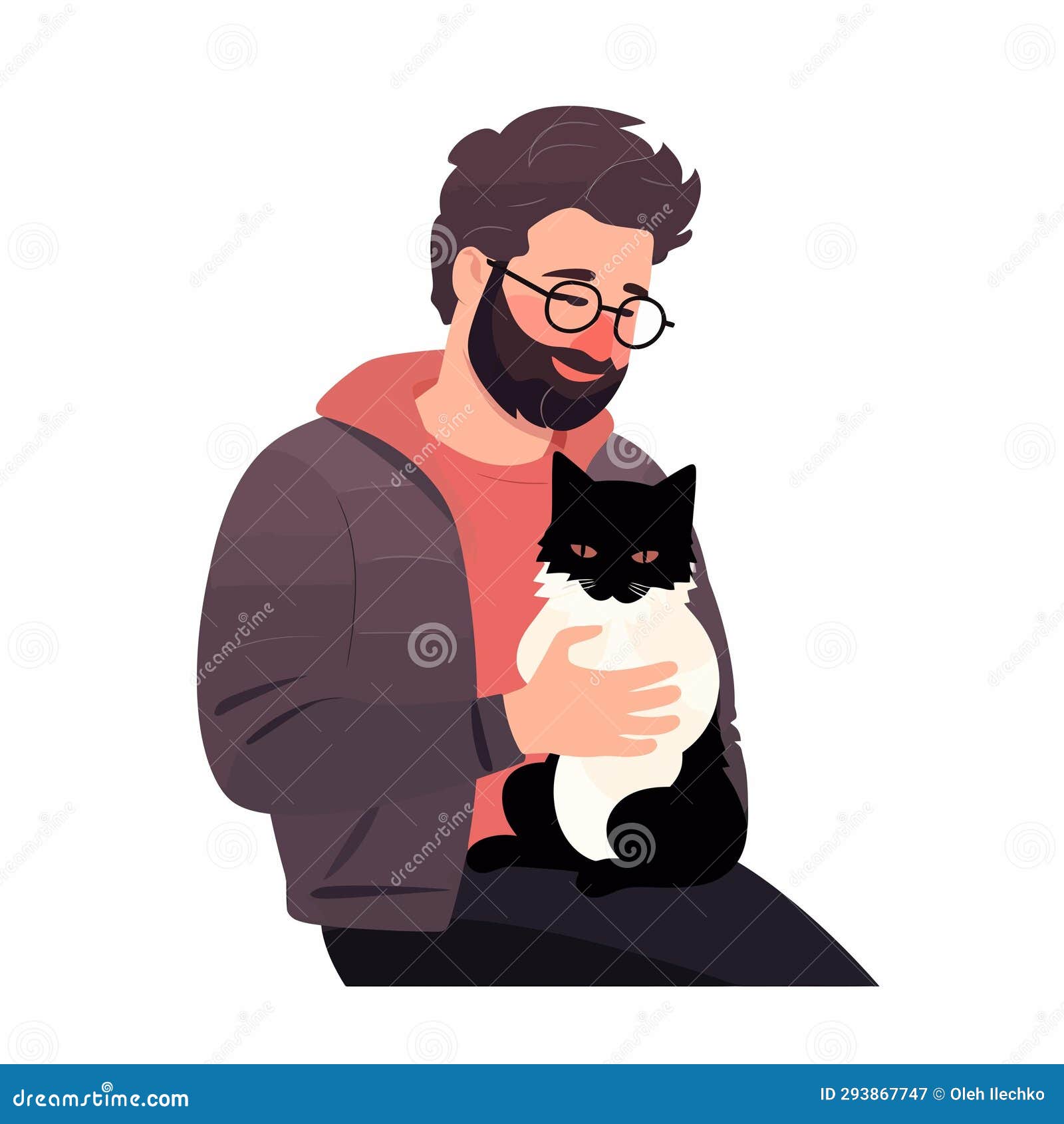 Man with Cat Vector Flat Minimalistic Isolated Illustration Stock ...