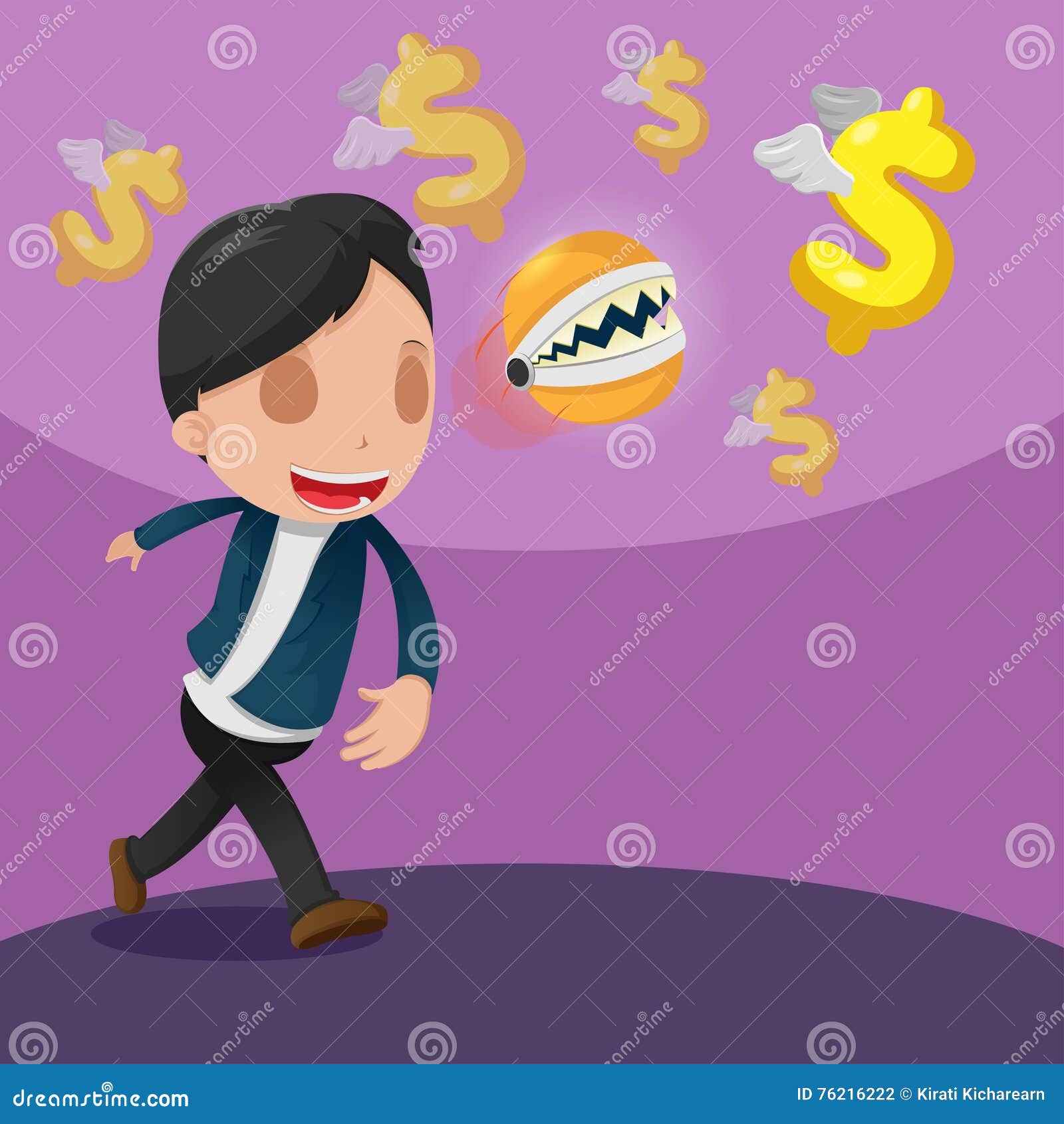 Man Catch Dollar Currency Money Stock Illustration - Illustration of ...