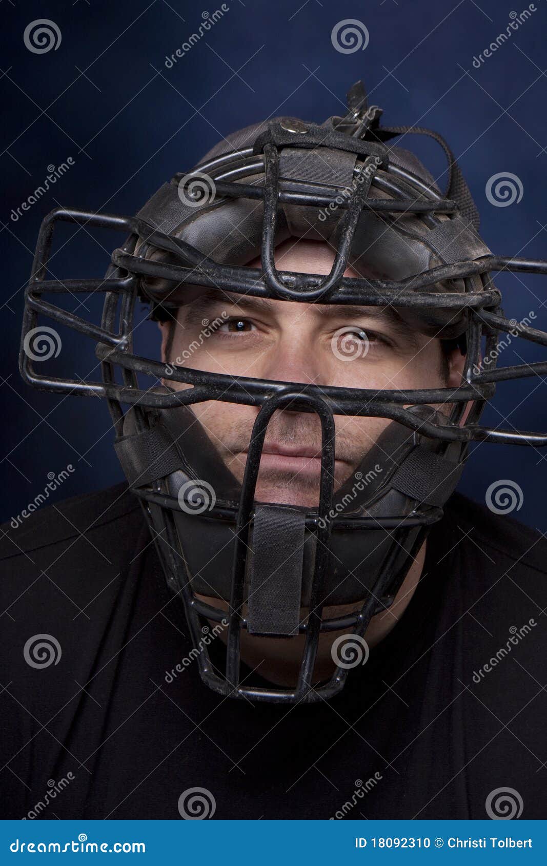 Man In A Catcher's Mask - Vertical Stock Photo - Image of action, stare ...