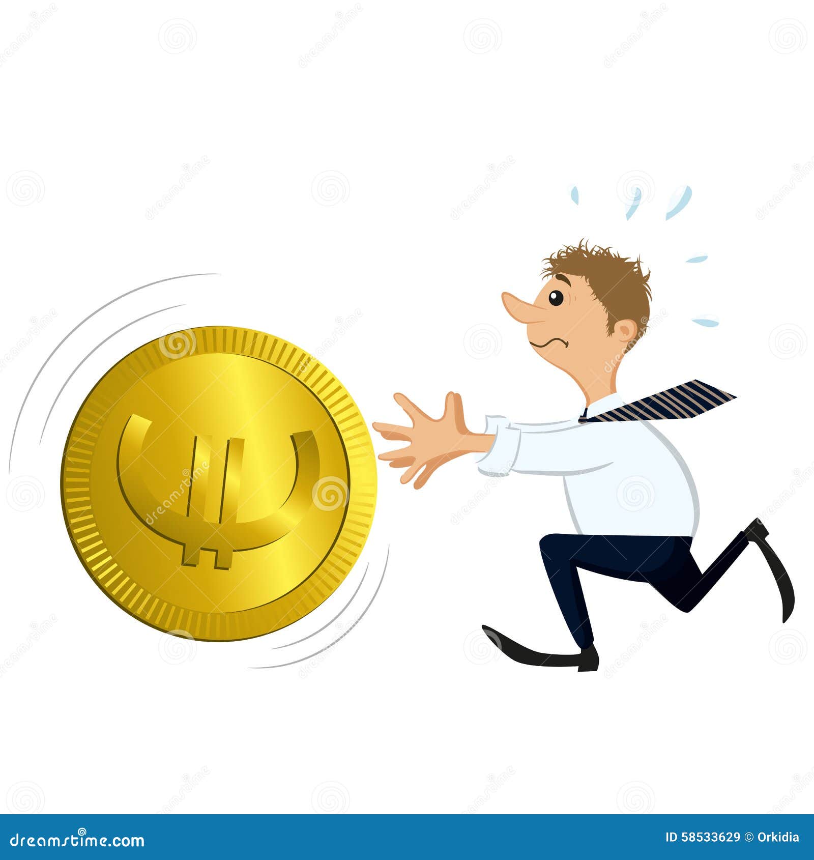 Man catching a big coin stock vector. Illustration of businessman ...