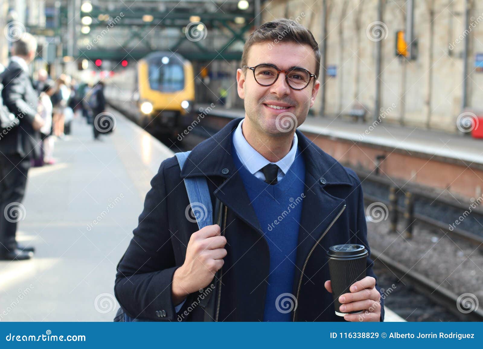 Man Catching an Early Morning Train Stock Image - Image of people, city ...