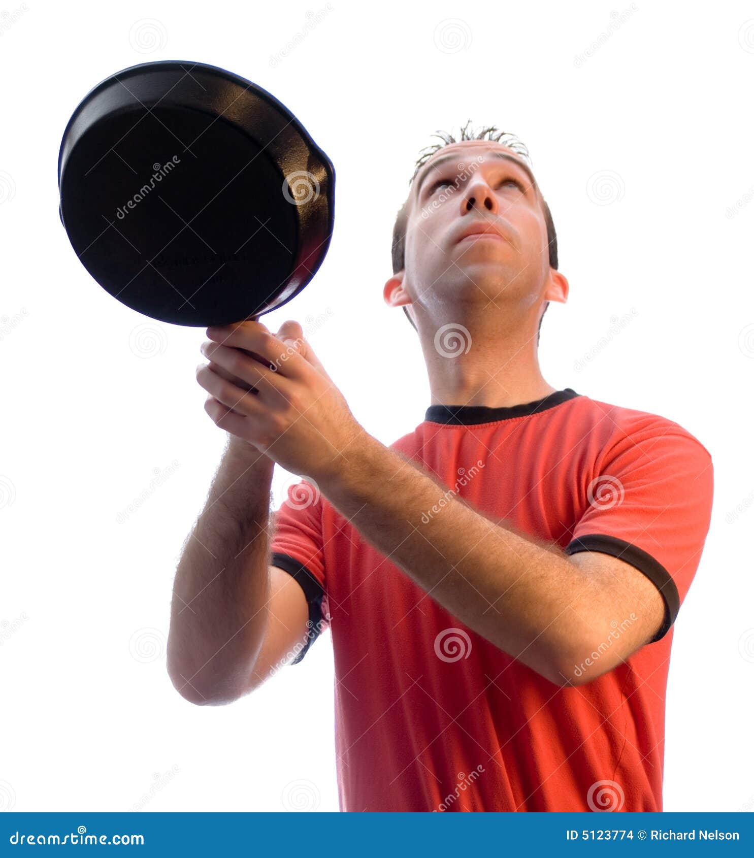 Man Catching Food in Pan stock photo. Image of dinner - 5123774