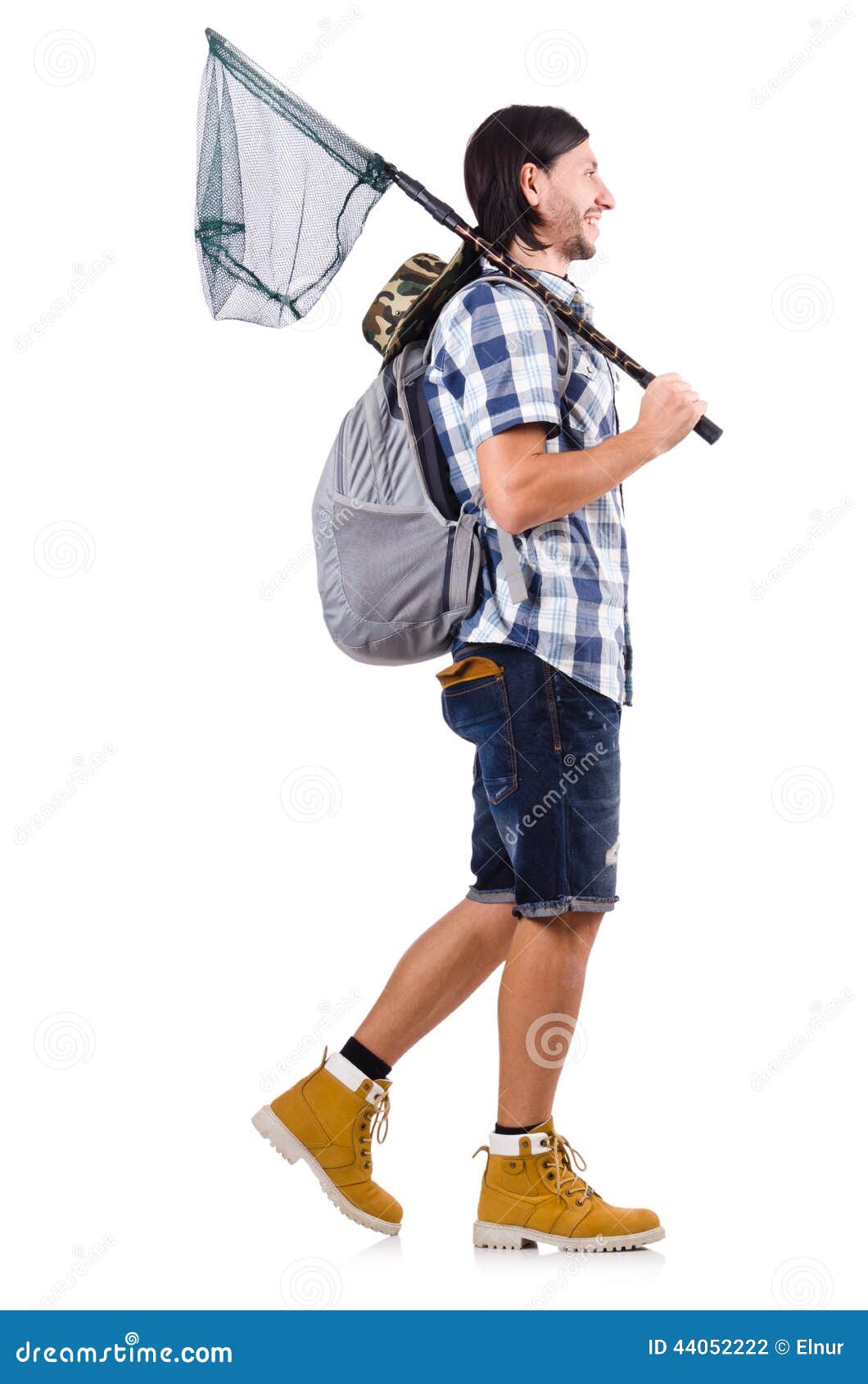 Man with Catching Net Isolated Stock Photo - Image of gardener ...