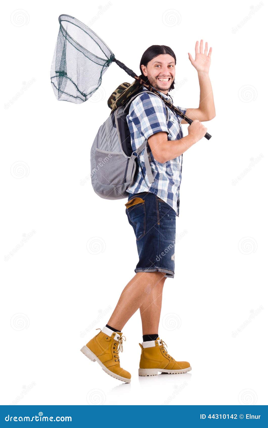 Man with Catching Net Isolated Stock Photo - Image of cute, person ...