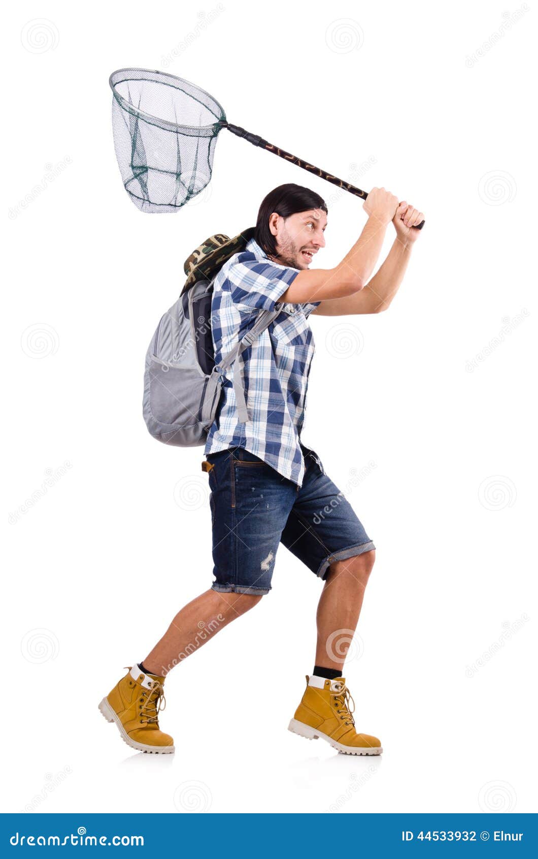 Man with Catching Net Isolated Stock Photo - Image of person, garden ...