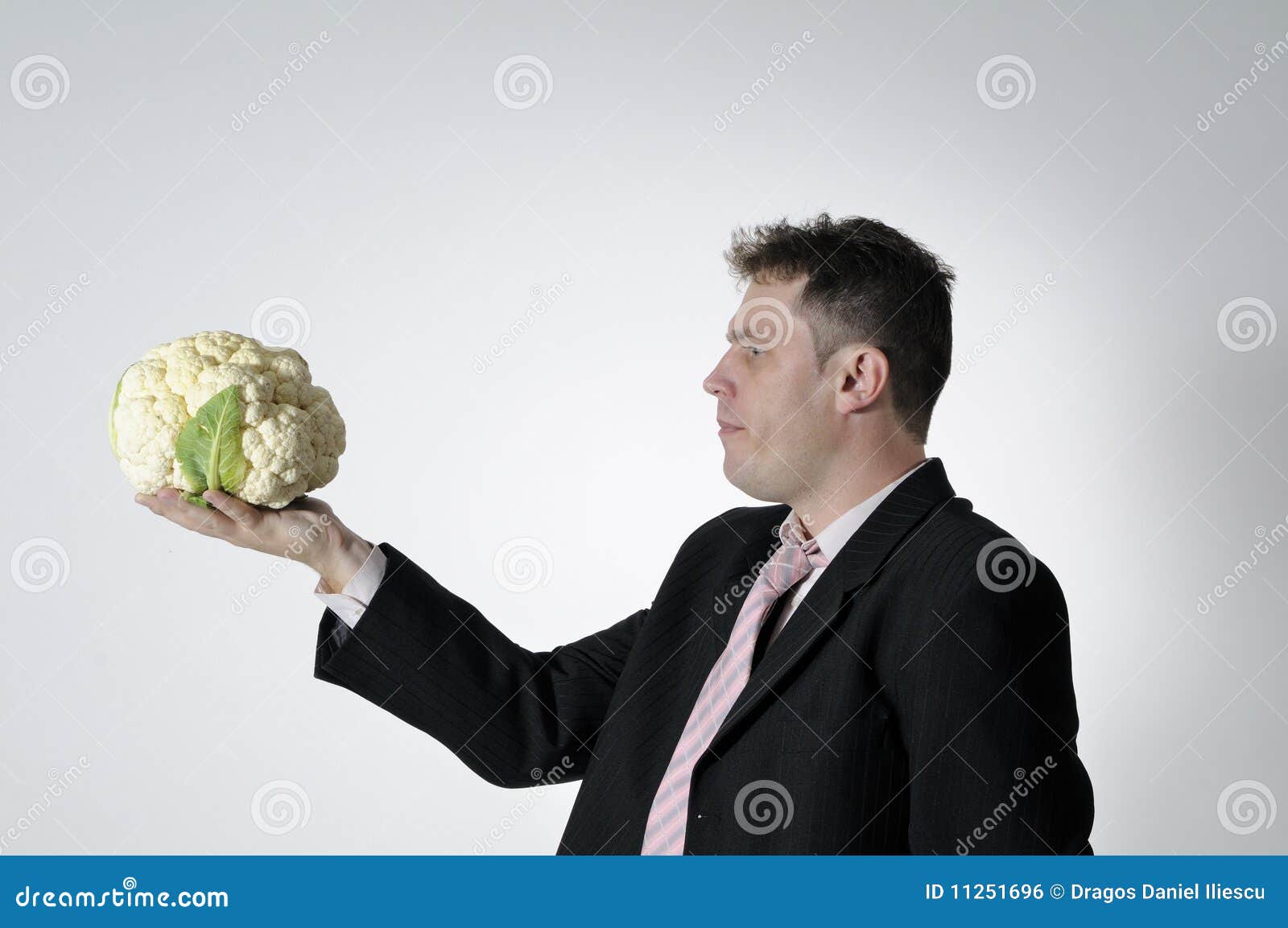 Man with cauliflower stock photo. Image of agriculture - 11251696