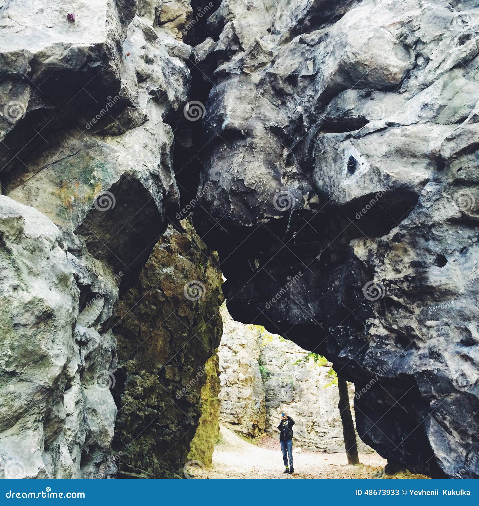 Man in cave stock image. Image of nature, mountain, travel - 48673933