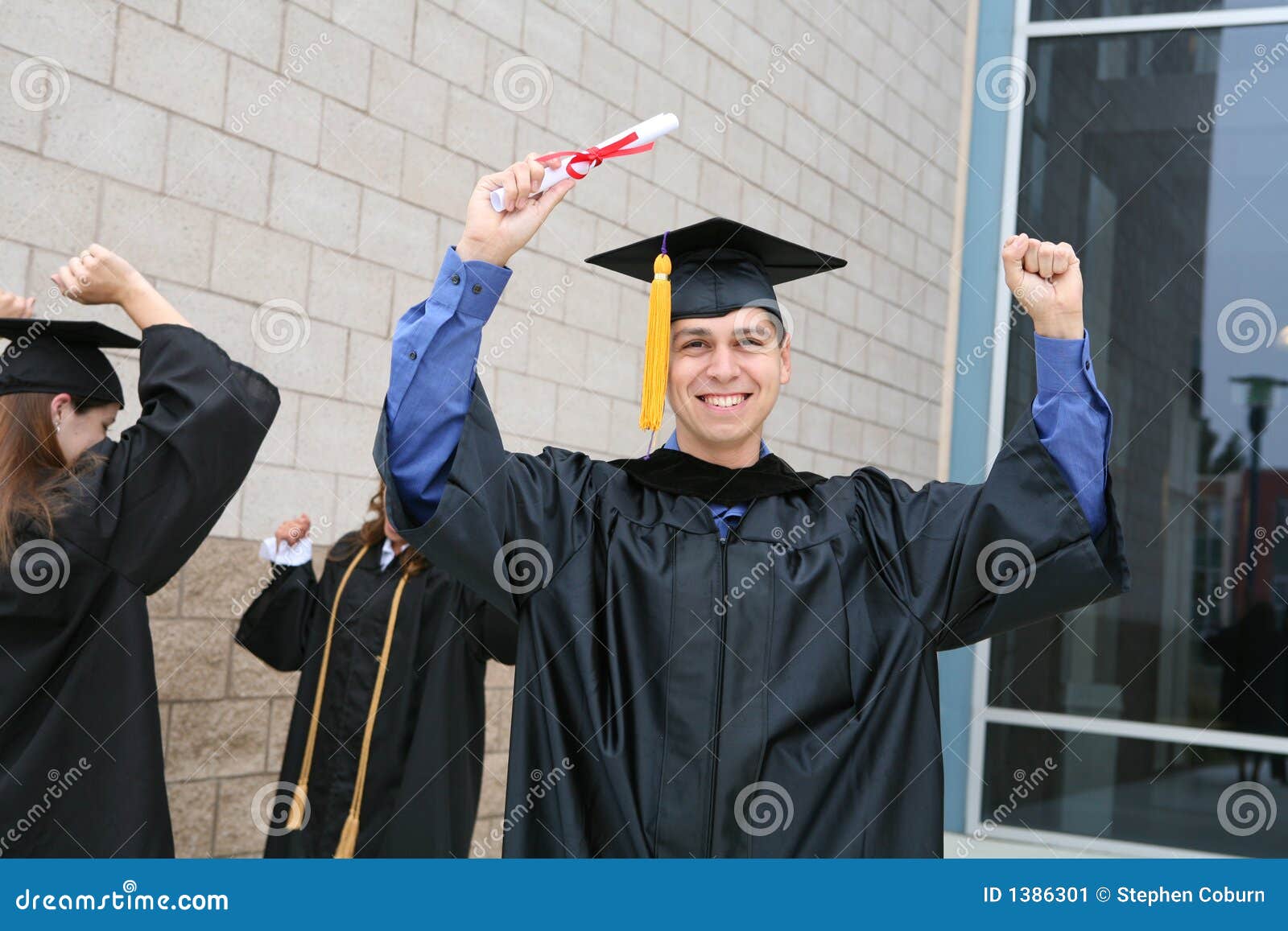 Man Celebrating Graduation stock image. Image of future - 1386301