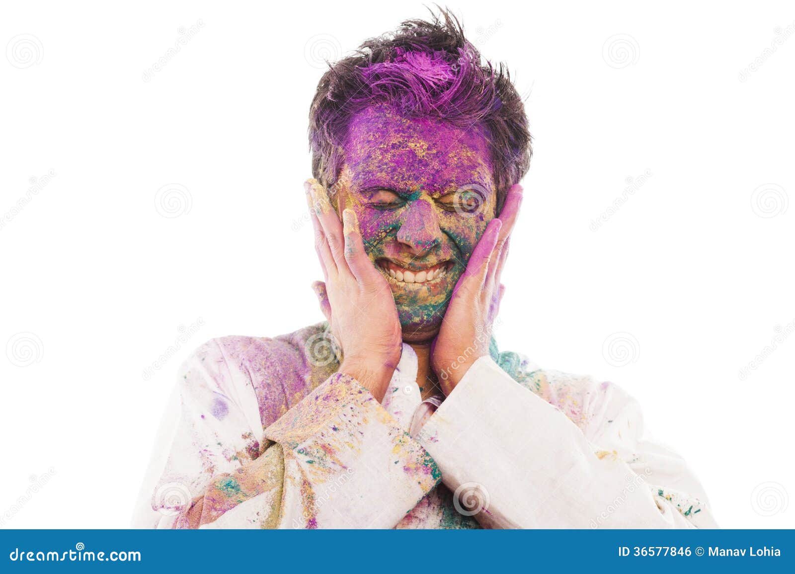 Man celebrating Holi stock photo. Image of color, excitement - 36577846
