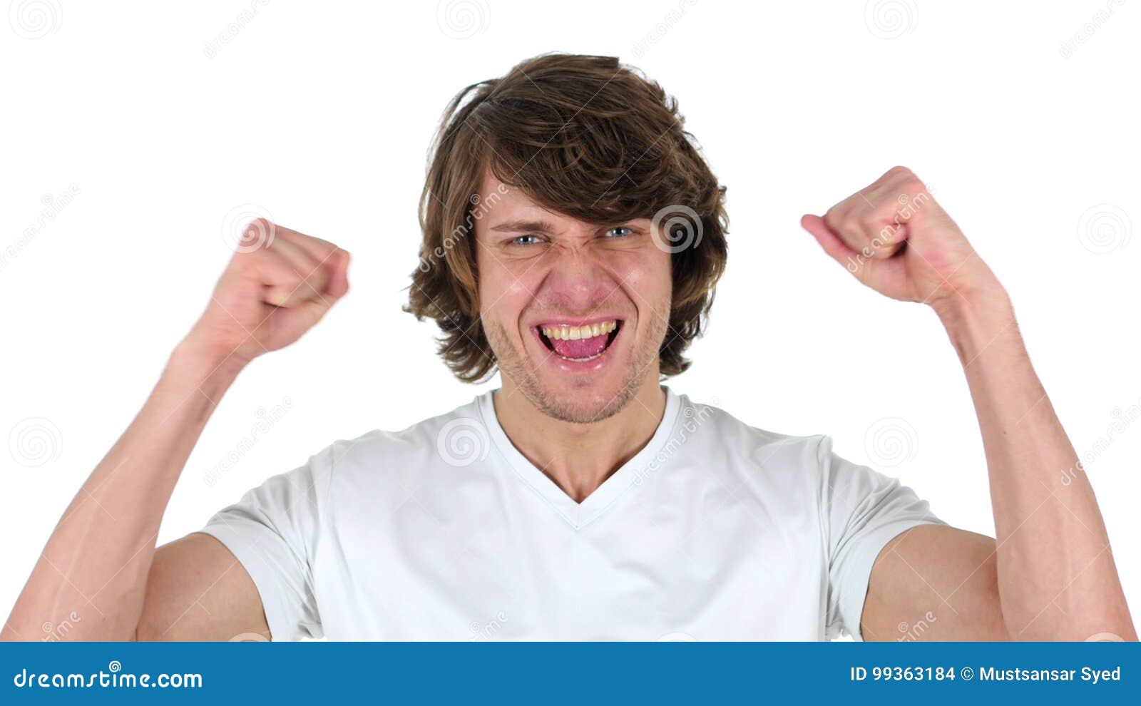 Man Celebrating Win, White Background Stock Photo - Image of designer ...