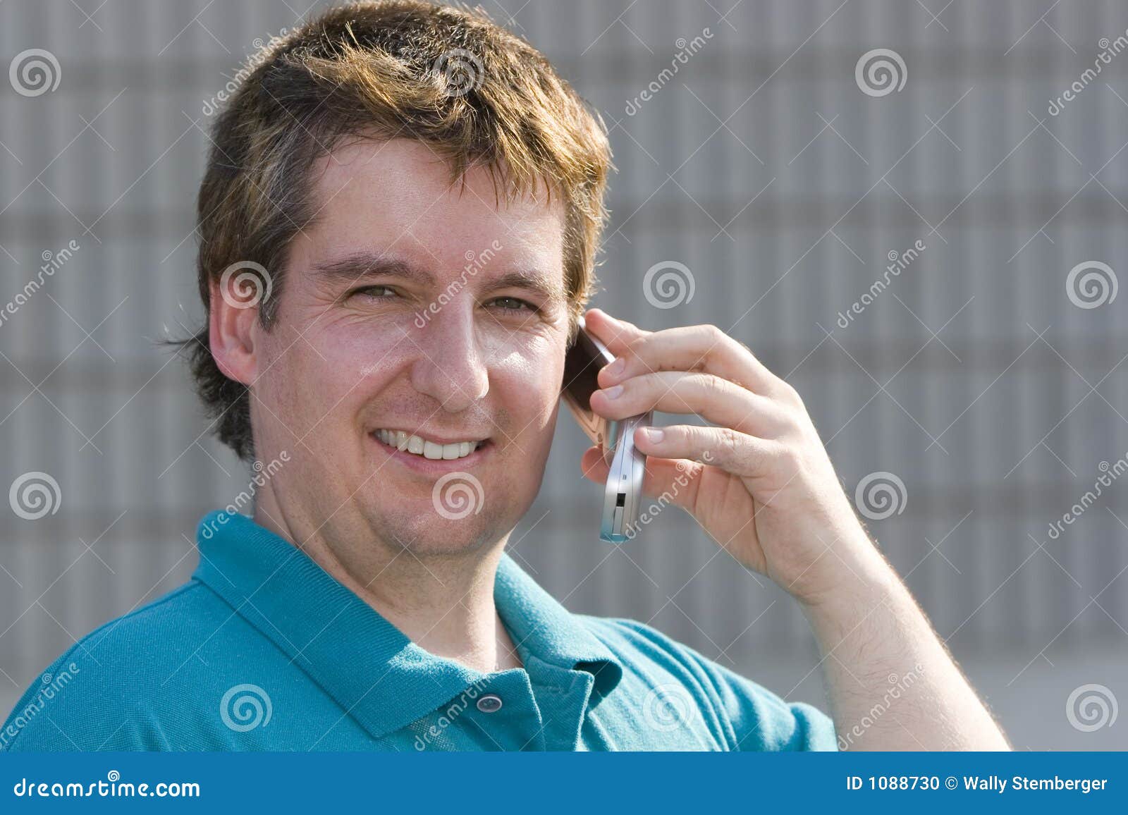 Man with cell phone stock photo. Image of shirt, buttons - 1088730