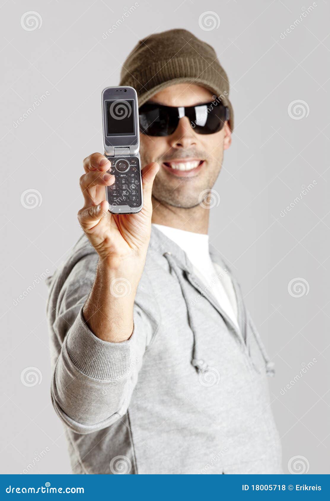 Man with a cellphone stock photo. Image of cheerful, expressive - 18005718