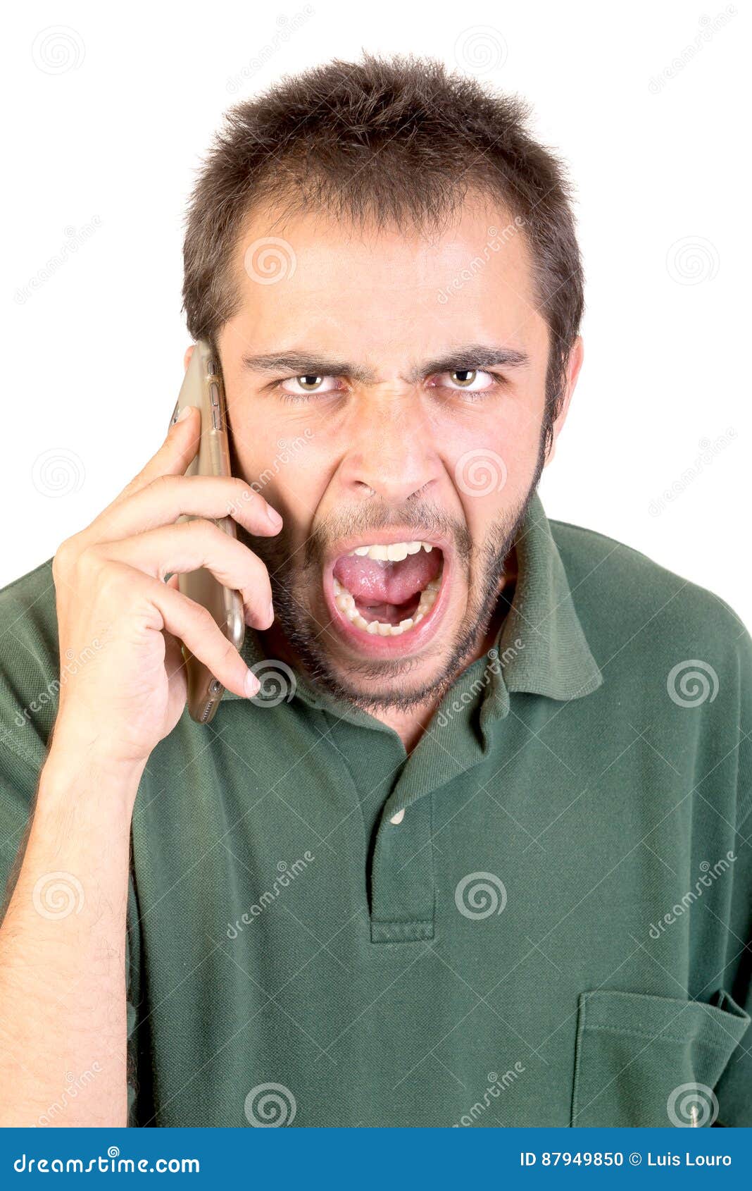 Man with cellphone stock photo. Image of caucasian, emotion - 87949850