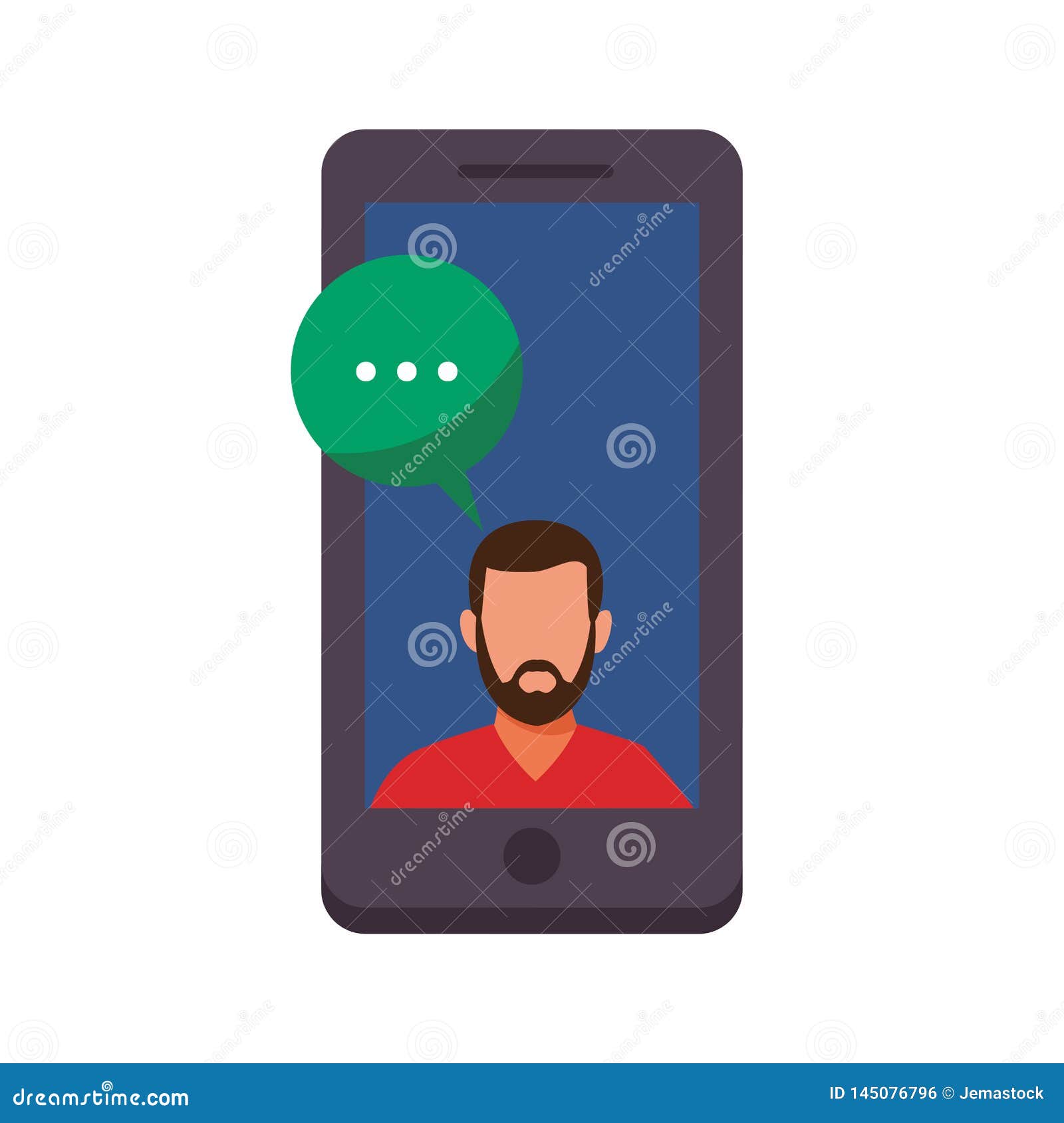 Man into a Cellphone with Speech Bubble Stock Vector - Illustration of ...