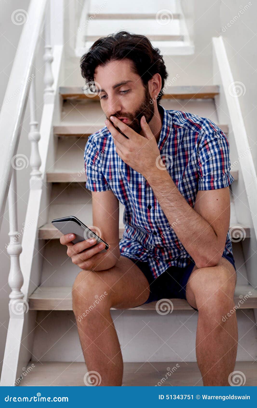 Man cellphone stairs stock image. Image of internet, domestic - 51343751
