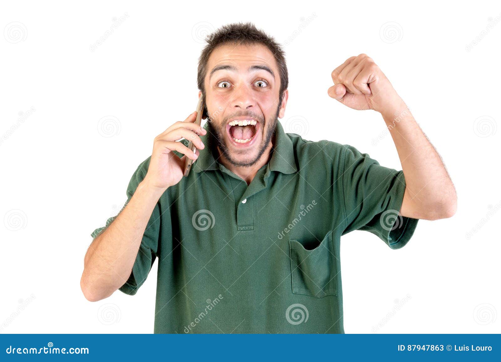 Man with cellphone stock image. Image of enjoying, gambling - 87947863