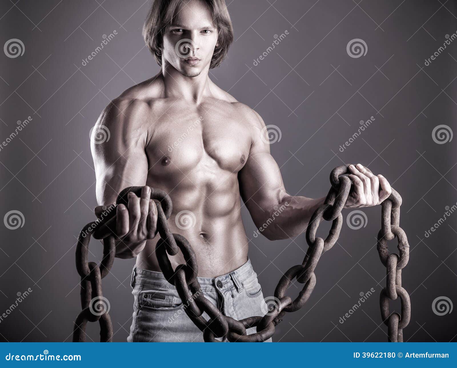 Man with a chain stock photo. Image of caucasian, health - 39622180