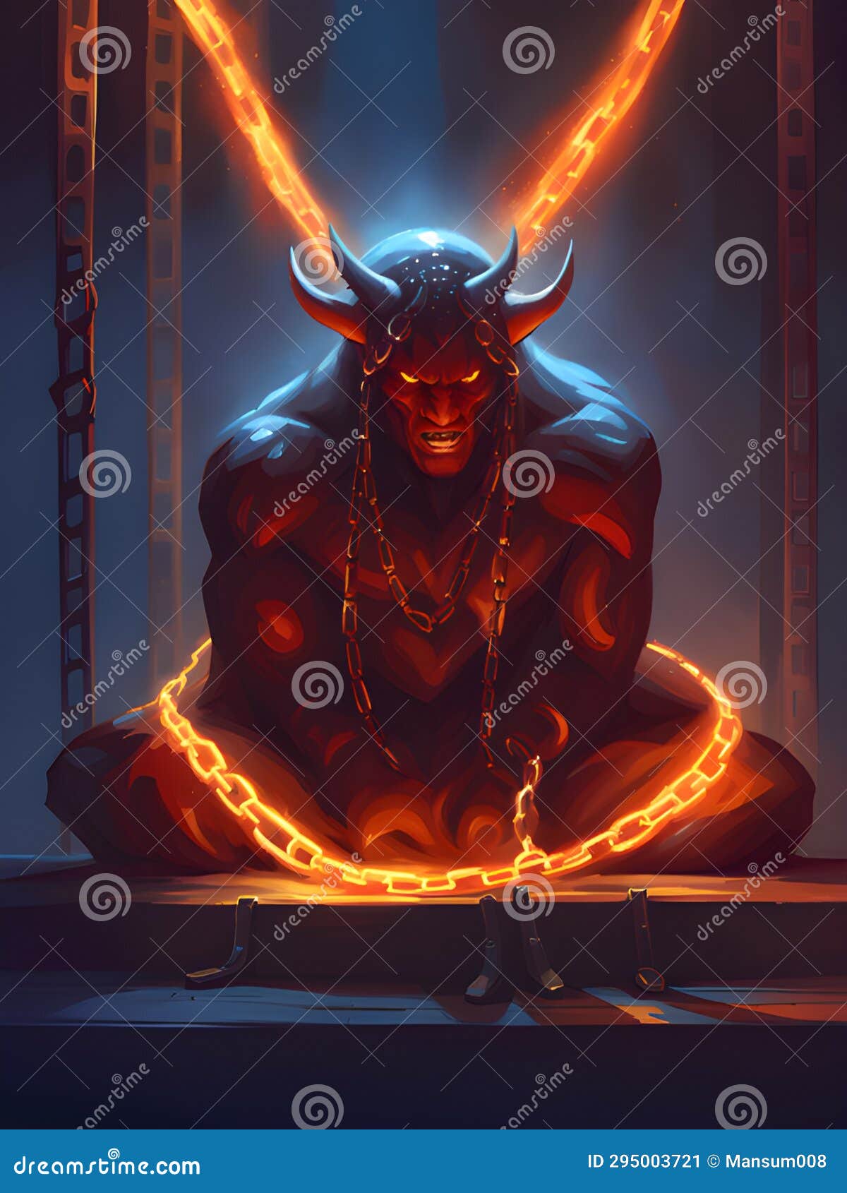 A Man with a Chain in the Dark Stock Illustration - Illustration of ...