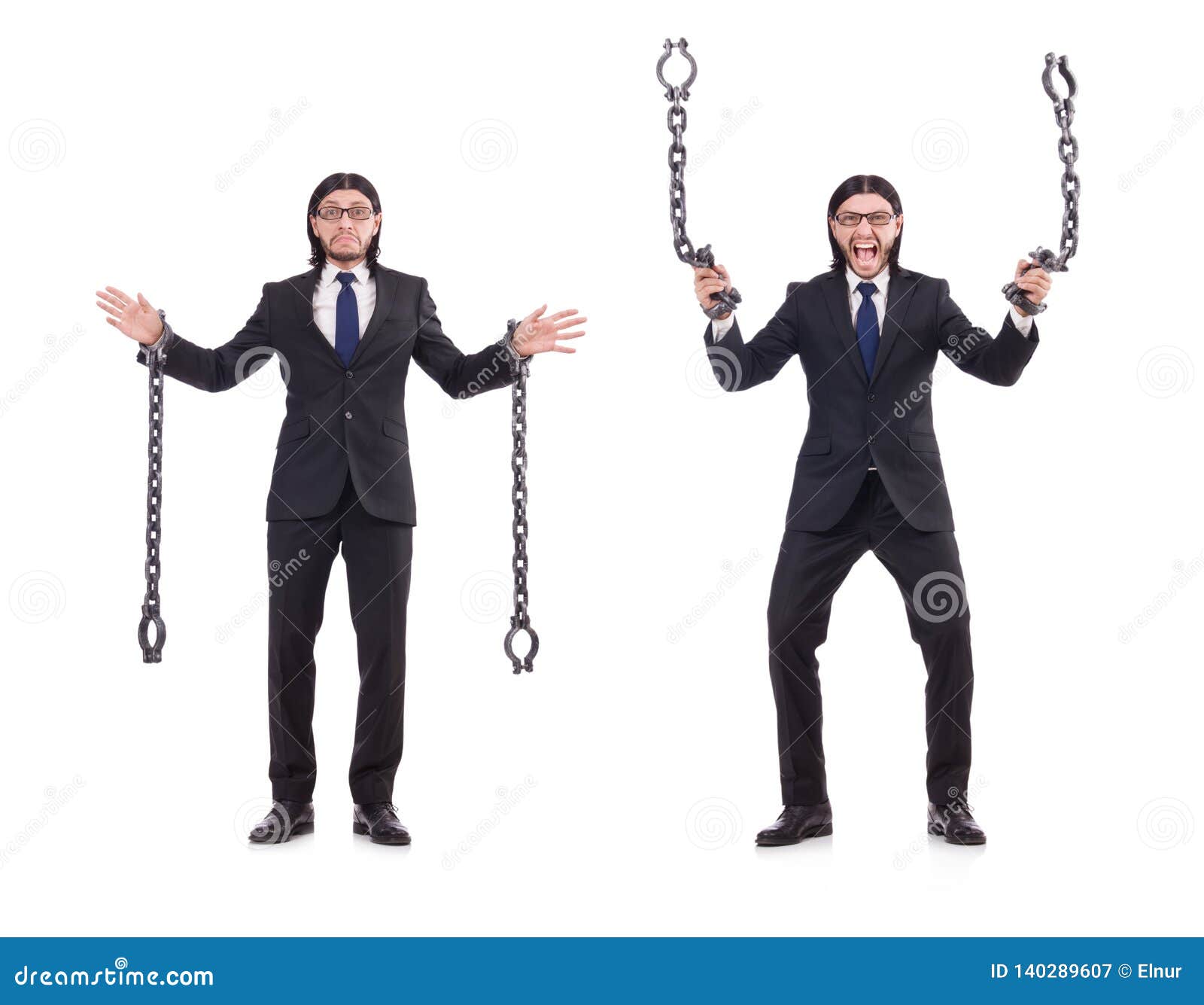The Man with Chain Isolated on the White Stock Image - Image of cuffs ...