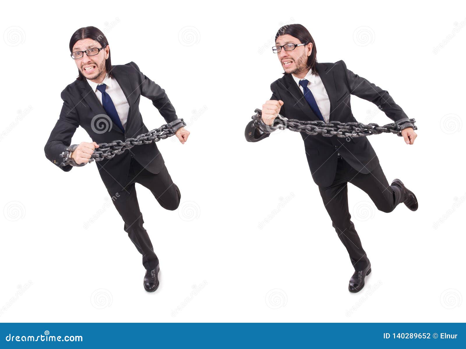 The Man with Chain Isolated on the White Stock Photo - Image of ...