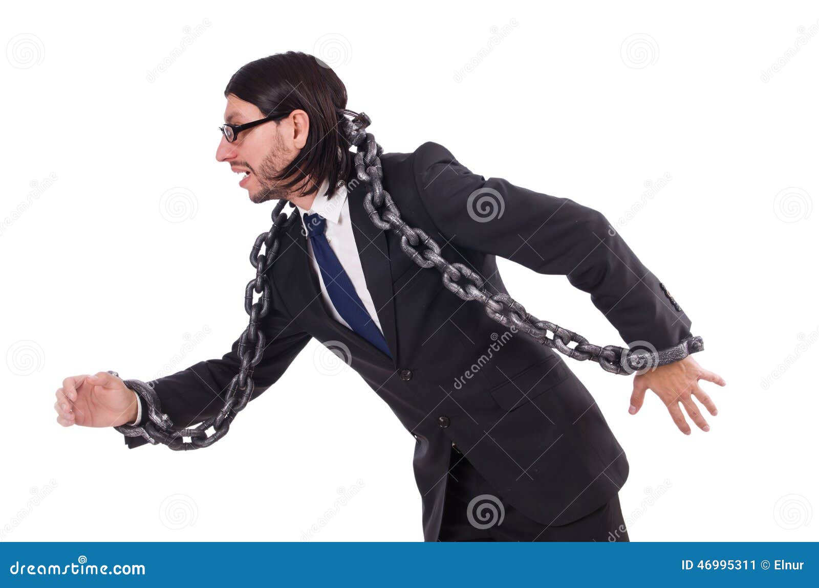 Man with chain isolated stock image. Image of convict - 46995311