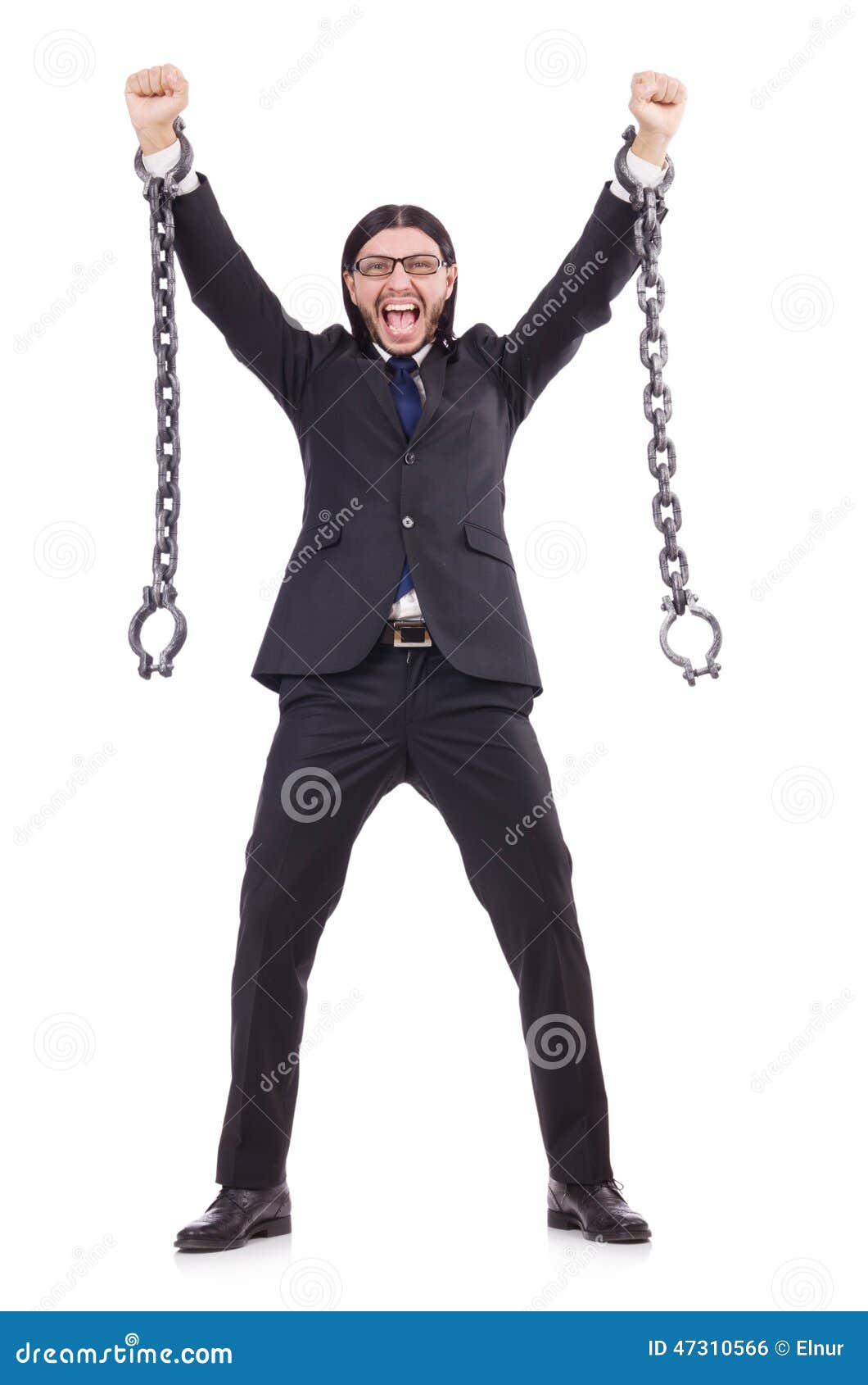 Man with chain isolated stock photo. Image of ball, briefcase - 47310566