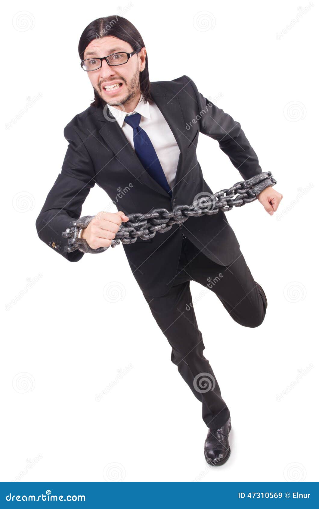 Man with chain isolated stock image. Image of cuff, freedom - 47310569