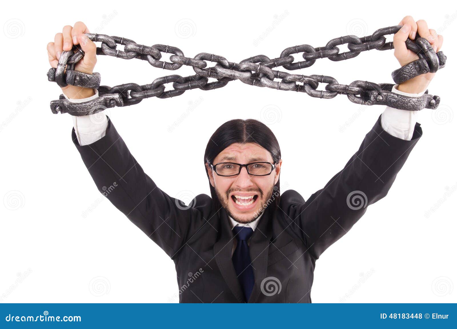 Man with chain isolated stock photo. Image of custody - 48183448