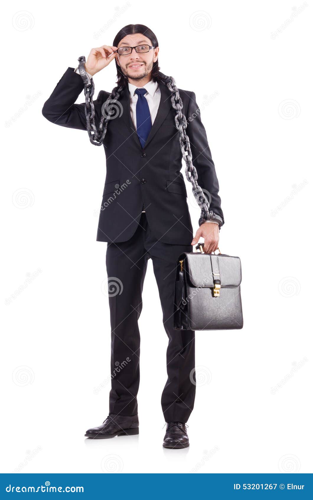Man with Chain Isolated on the White Stock Image - Image of ball ...