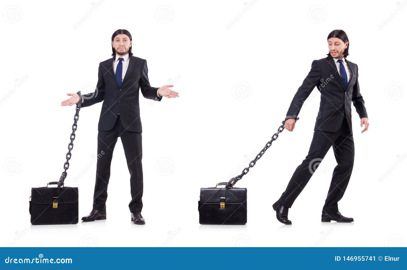 The Man with Chain Isolated on the White Stock Image - Image of jail ...