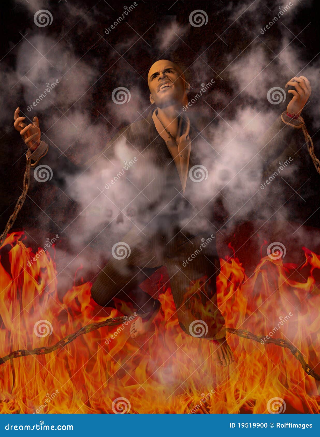 Man Chained in Hell stock illustration. Illustration of body - 19519900