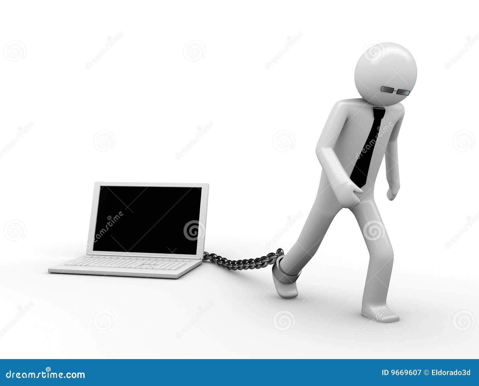 Man Chained With Laptop (workplace) Stock Image | CartoonDealer.com ...