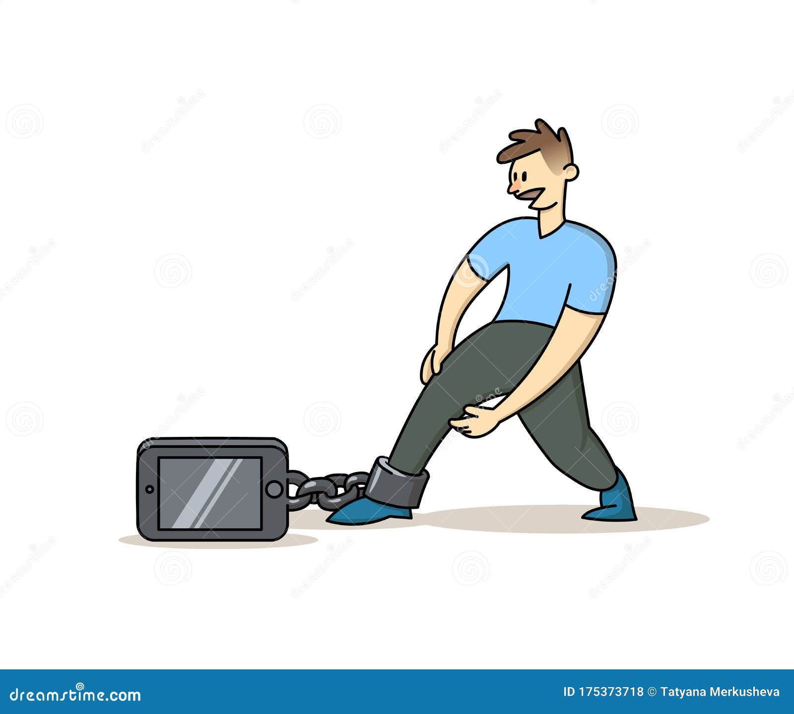 Man Chained To His Smartphone Trying To Get Away From It Gadget