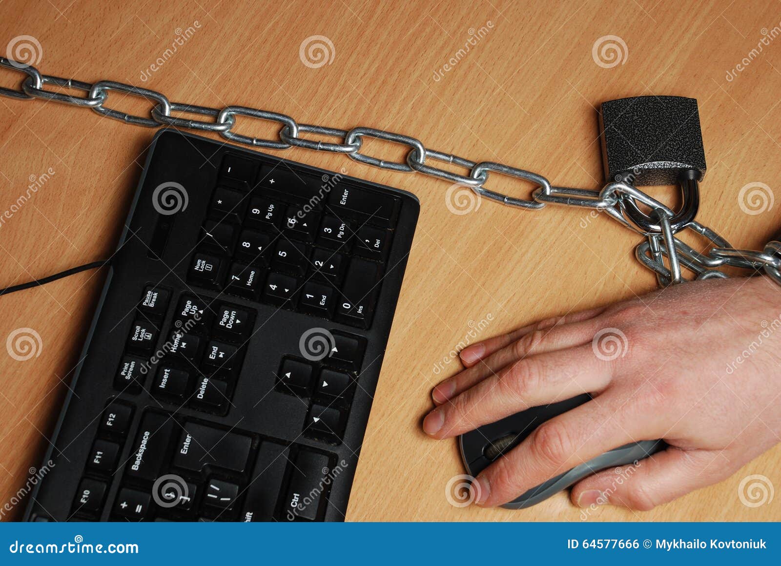 The Man Chained To the Workplace Stock Photo - Image of freedom, hand ...