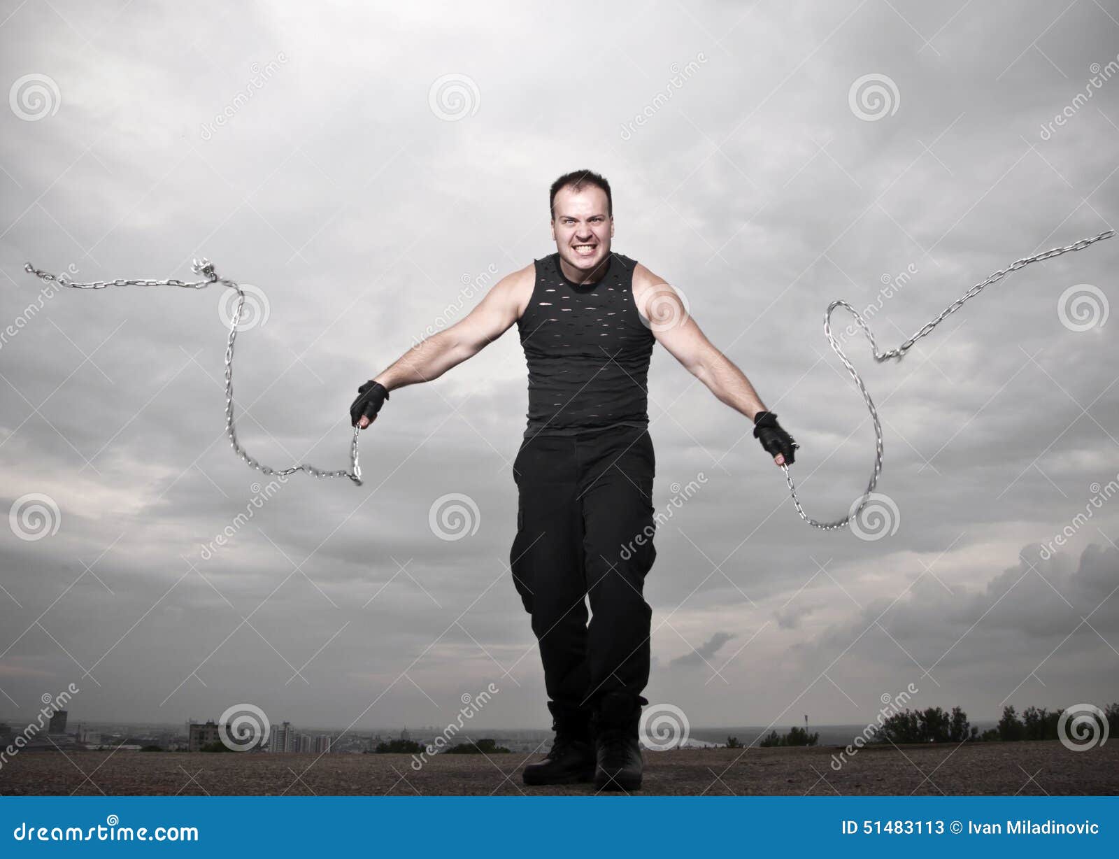 Man with chains stock image. Image of boot, damaged, chain - 51483113