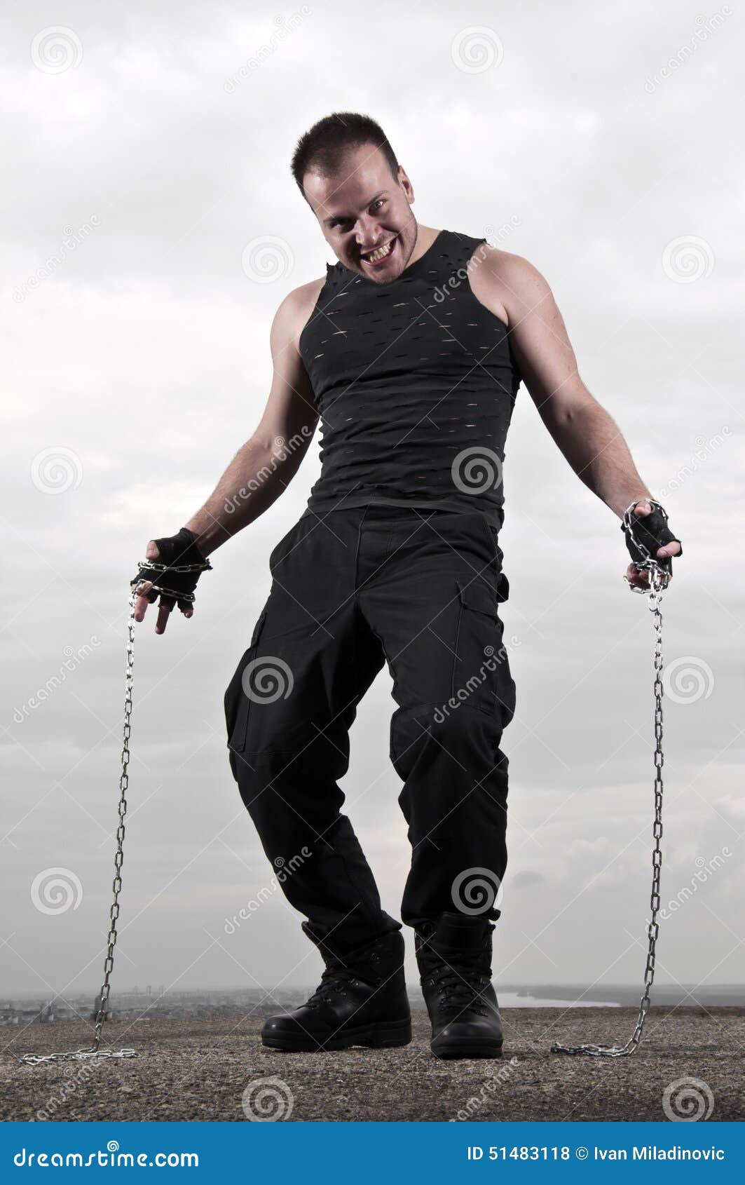 Man with chains stock photo. Image of shirt, side, chain - 51483118