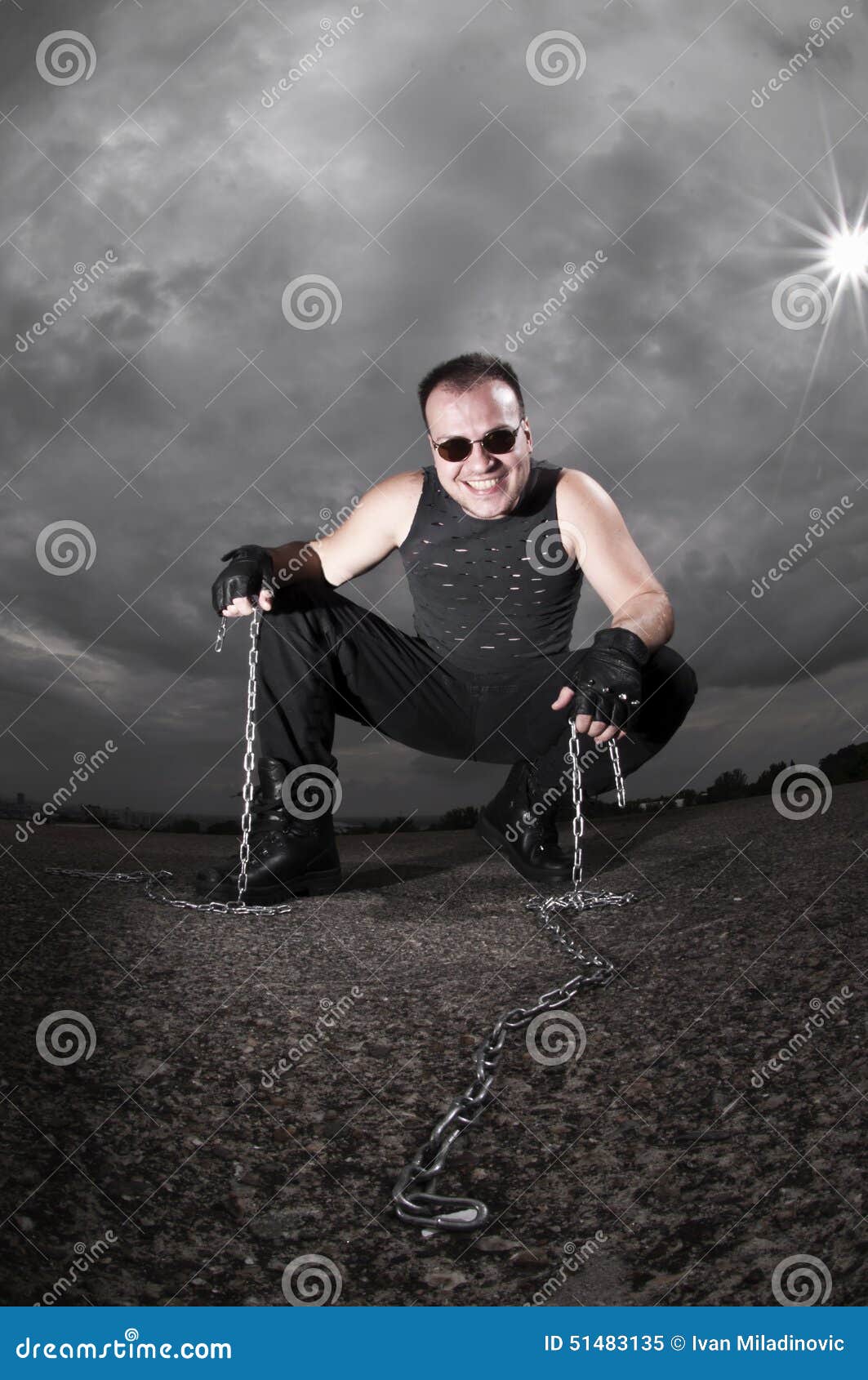 Man with chains stock image. Image of view, facial, boot - 51483135