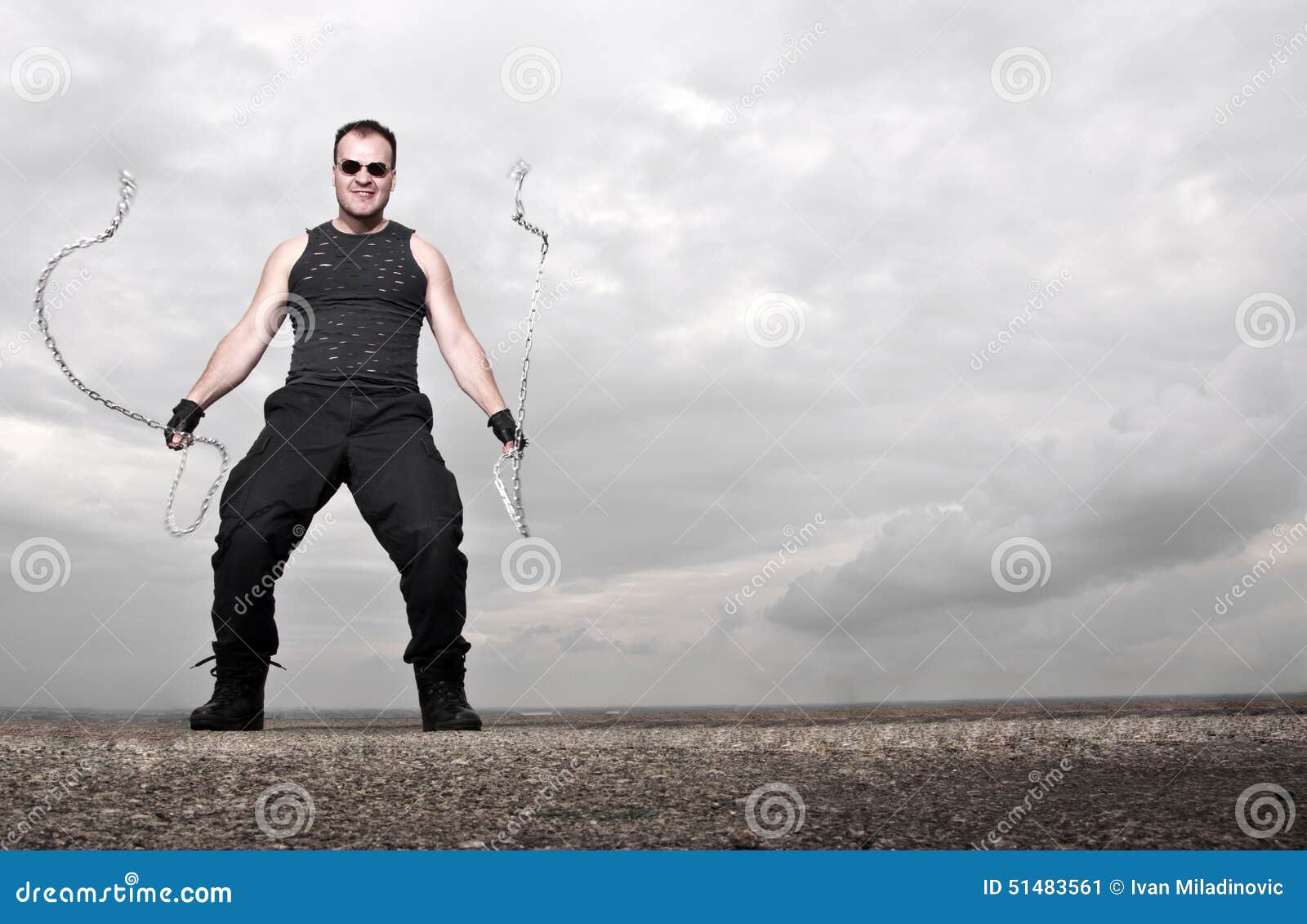 Man with chains stock image. Image of standing, concrete - 51483561