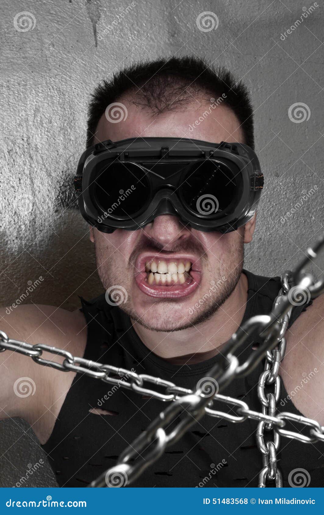 Man with chains stock photo. Image of glasses, danger - 51483568