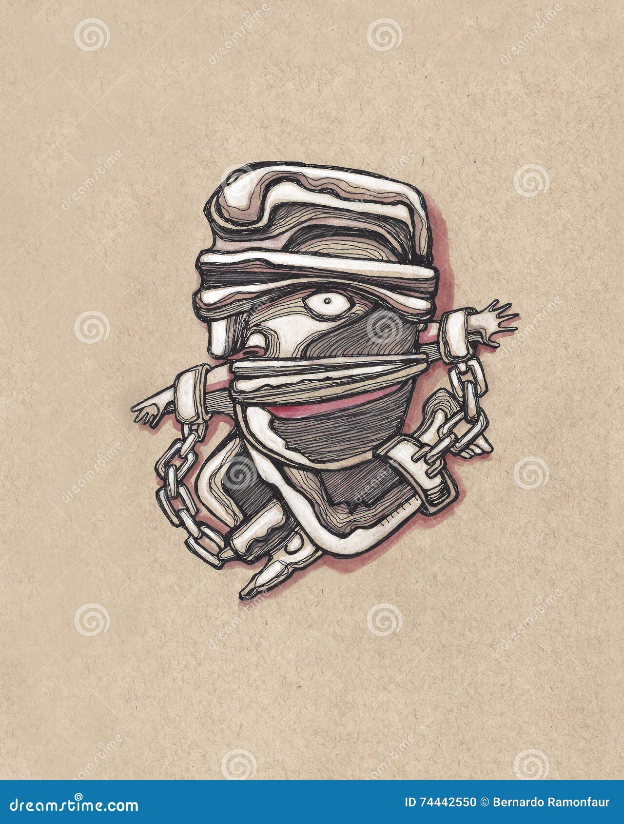 Man with Chains and Ropes Illustration Stock Illustration ...