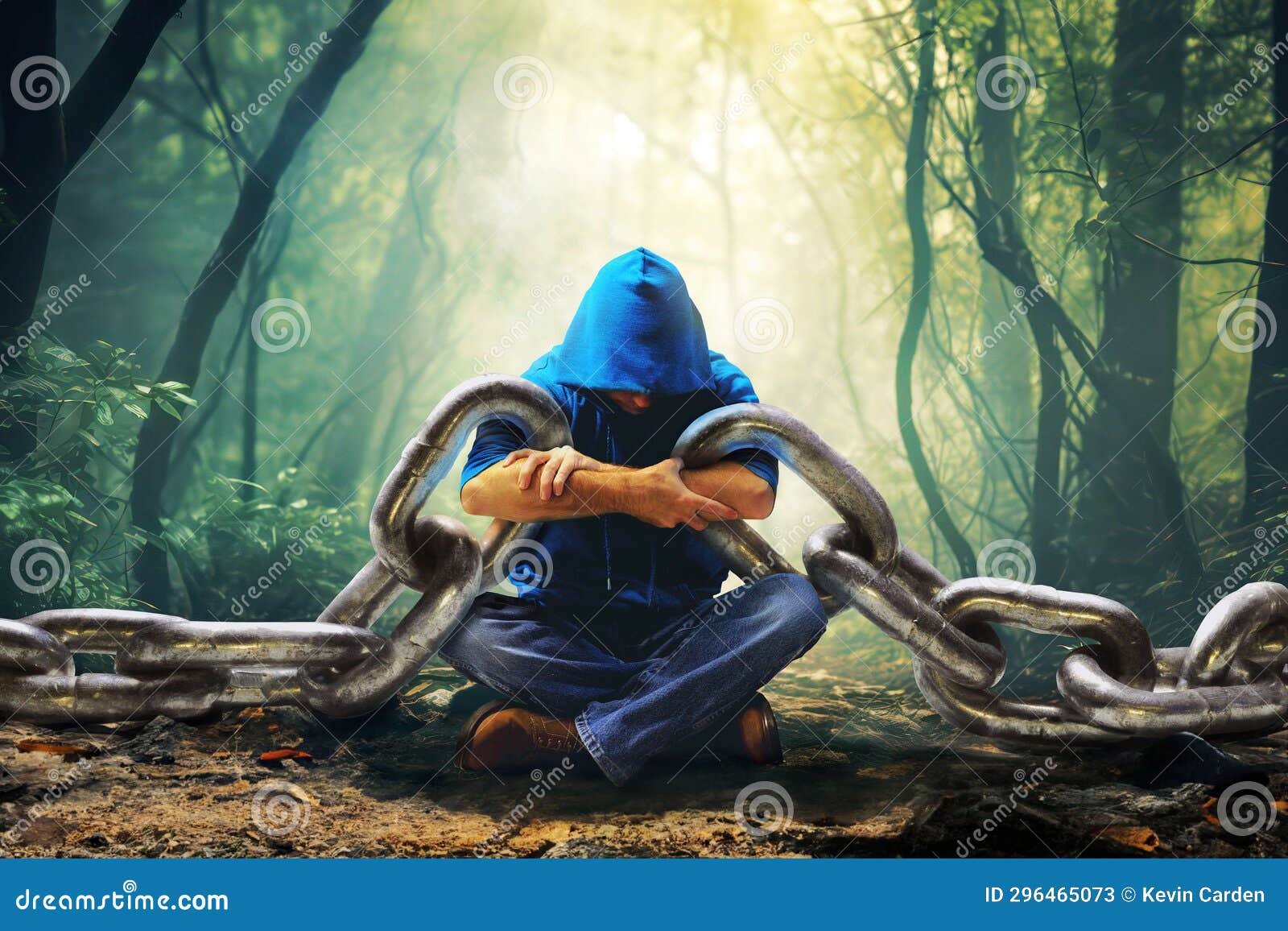 Man in Chains because he Will Not Let Go Stock Illustration ...