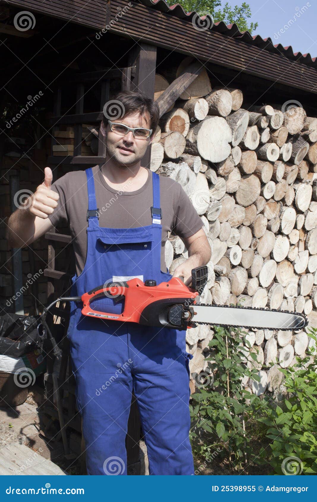 Man with chainsaw stock image. Image of thumb, protection - 25398955