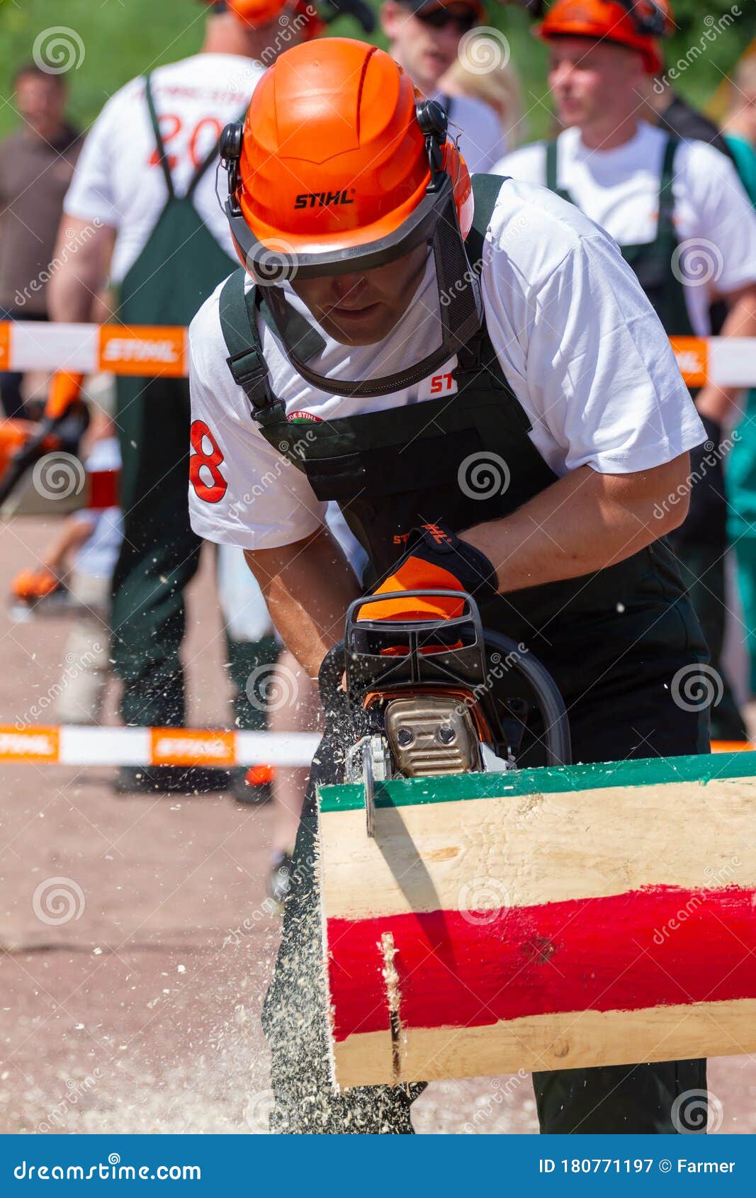 Man with Chainsaw Stihl Cutting the Tree Editorial Photography - Image ...