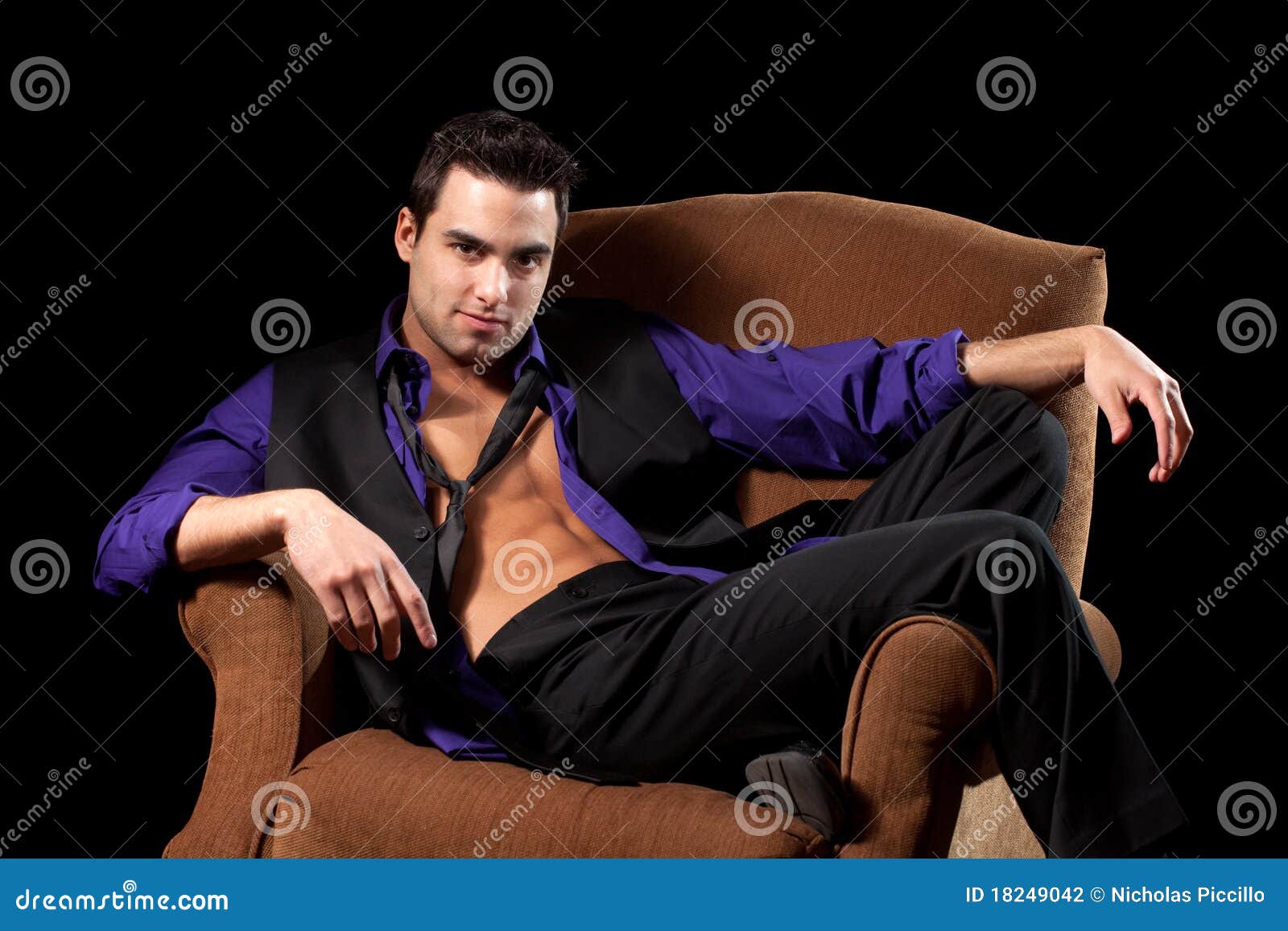 Man in Chair stock photo. Image of shot, romantic, shirt - 18249042